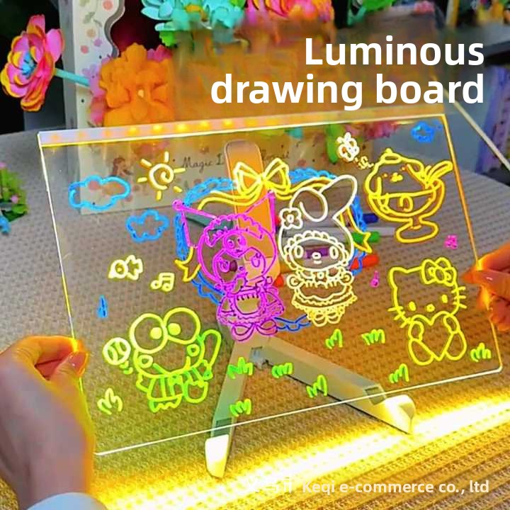 Children's Luminous Drawing Board DIY Erasable Transparent Acrylic Edu ...