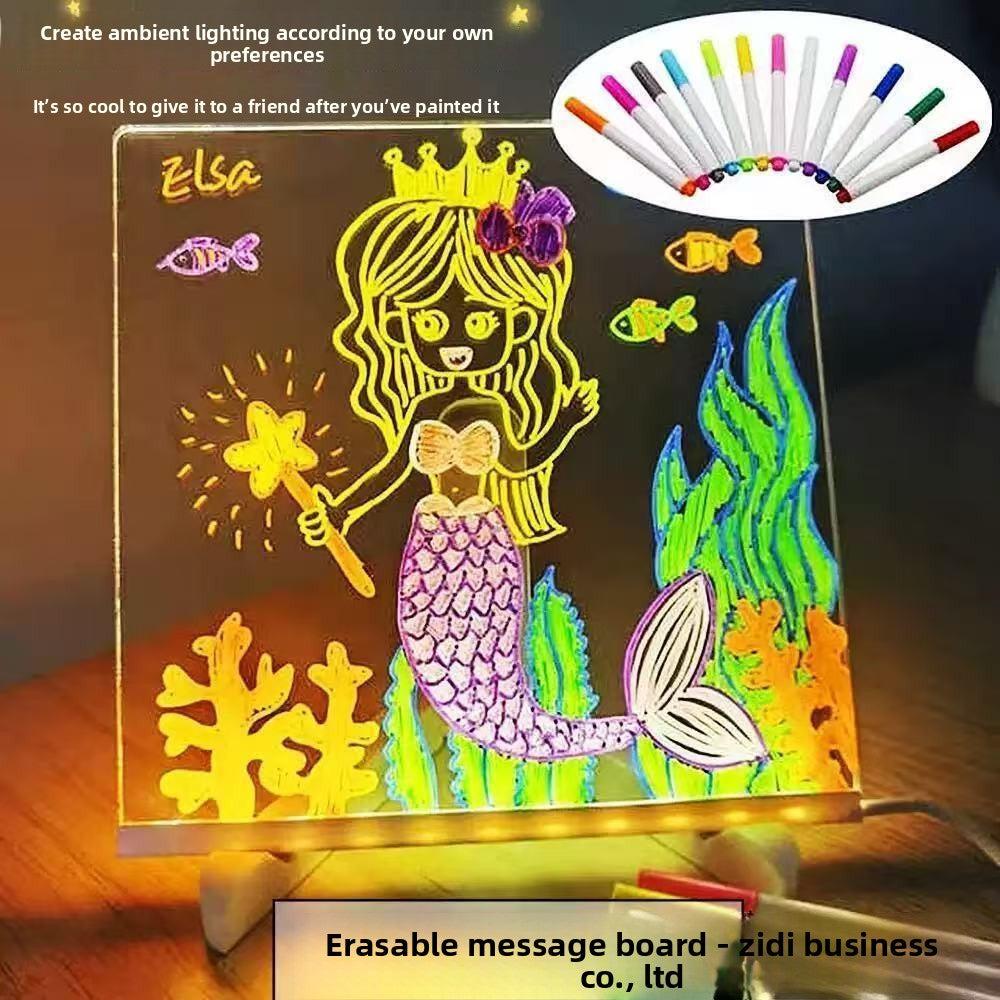 Children's Luminous Drawing Board DIY Erasable Transparent Acrylic Edu ...