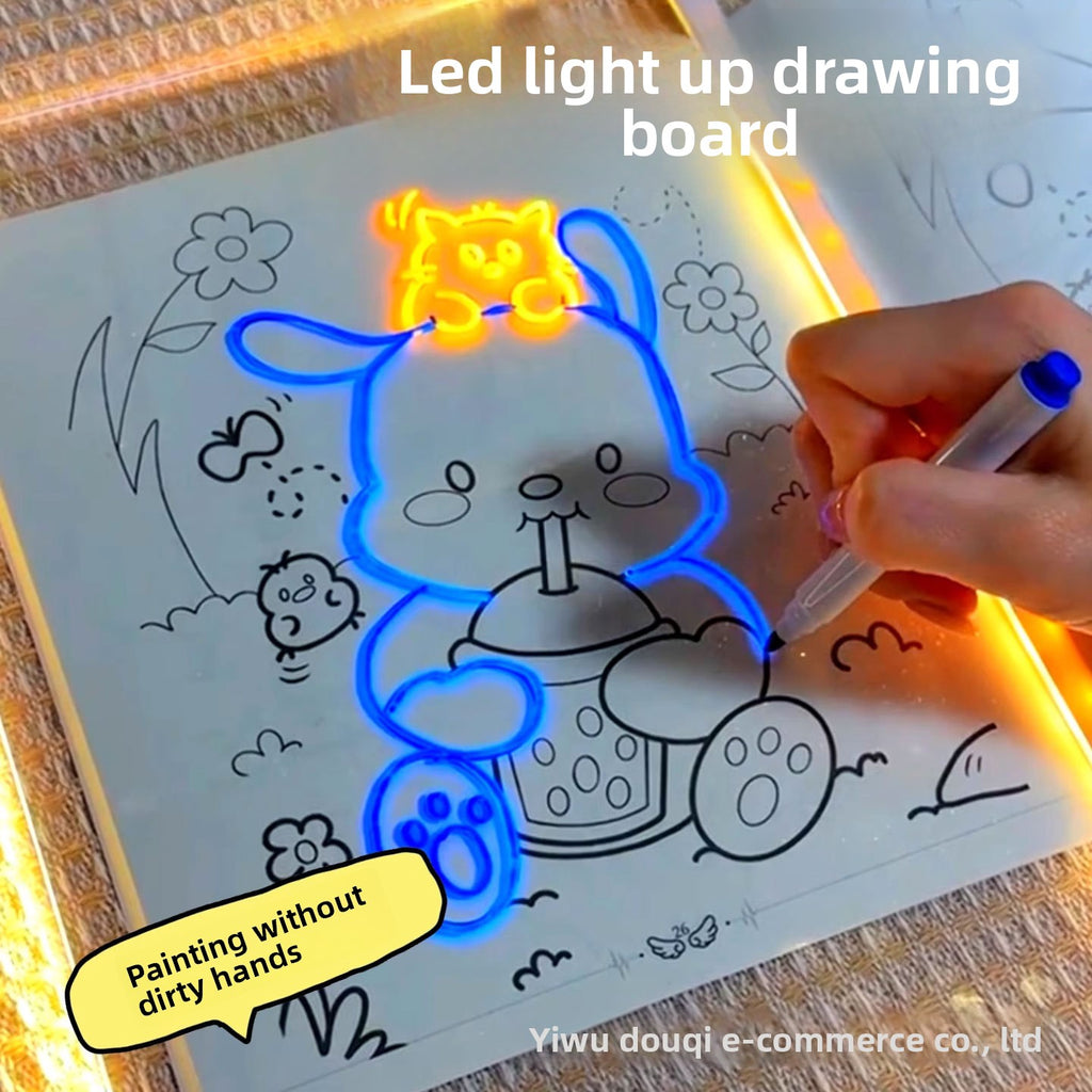 Children's Luminous Drawing Board DIY Erasable Transparent Acrylic Edu ...